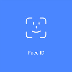 Blue face recognition with check mark icon Vector Image