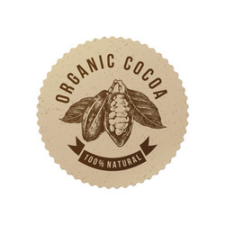 Organic cocoa round label with type design Vector Image