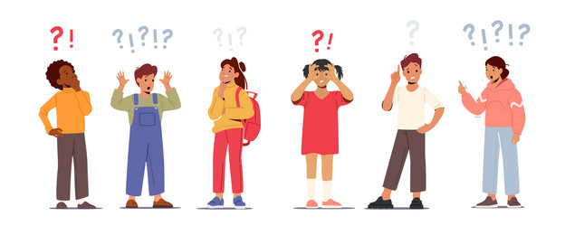 Set of people asking questions searching Vector Image