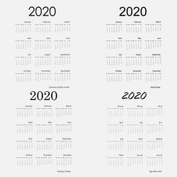 Calendar grid 2020 2021 and 2022 yearly calendars Vector Image