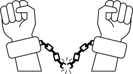 Black hands with chains cartoon in and white Vector Image
