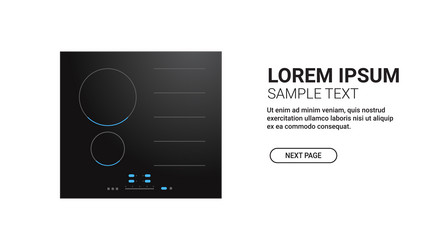 Black inductive hob with ceramic surface top view Vector Image