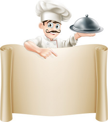 Cartoon chef and menu Royalty Free Vector Image