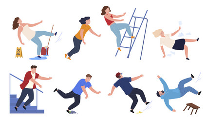 Caution falling injuring people Royalty Free Vector Image