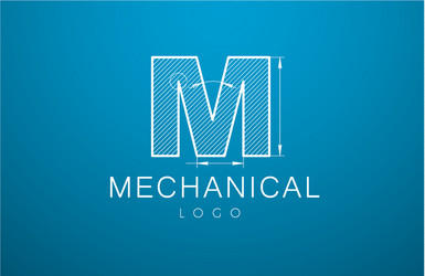 Alphabet in style of a technical drawing Vector Image