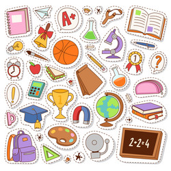 Back to school doodle educational stickers Vector Image