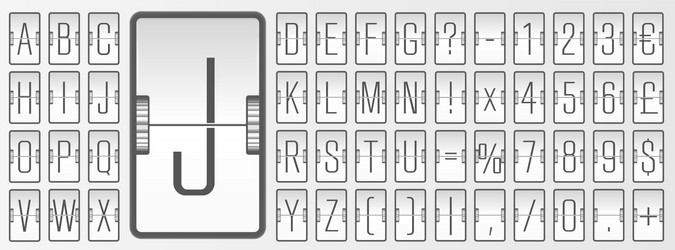 Narrow white flip board font for flight departure Vector Image Narrow white flip board font for flight departure Vector Image