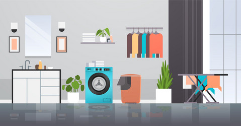 Laundry room with washing machine Royalty Free Vector Image