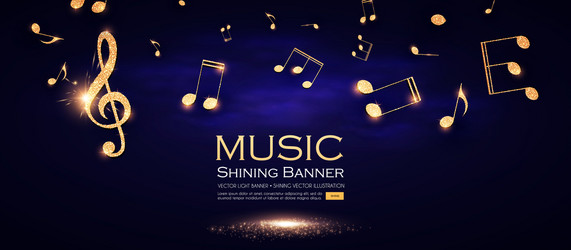 Music background gold shining notes and treble Vector Image