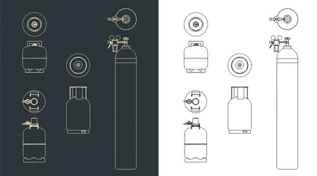 Gas cylinders drawings set Royalty Free Vector Image