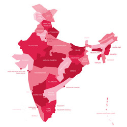 India - political map administrative divisions Vector Image
