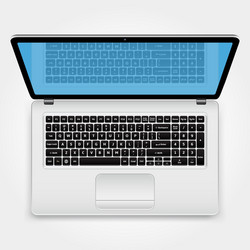 Laptop with icons top view Royalty Free Vector Image