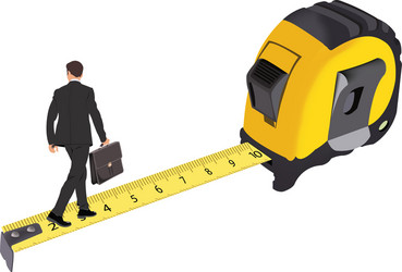 Roll-up meter for measuring with people balanced Vector Image