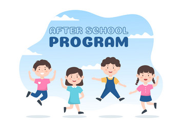 Students leave school building after class Vector Image