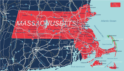 Connecticut state detailed editable map Royalty Free Vector