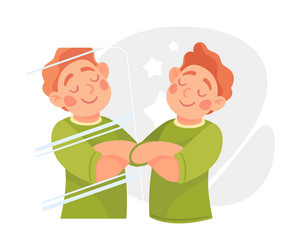 Ego with self confident boy character with folded Vector Image