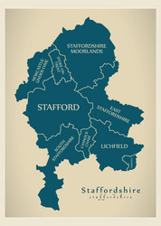 Modern map - staffordshire county england uk Vector Image