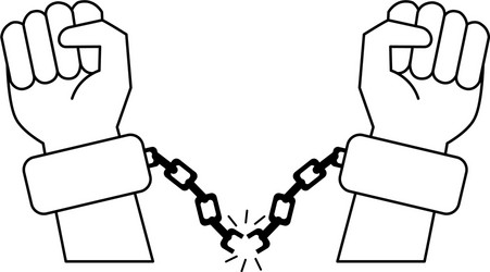 Black hand with chain cartoon Royalty Free Vector Image