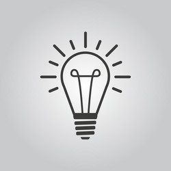 Lightbulb icon illumination symbol flat Royalty Free Vector
