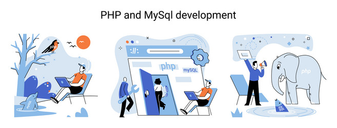 Php And Mysql Development Database Management Vector Image
