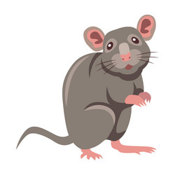 Cute grey mouse cartoon little house Royalty Free Vector