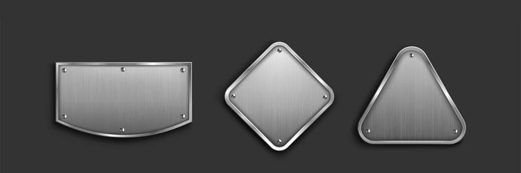 Steel tag plate with borders and screws Royalty Free Vector