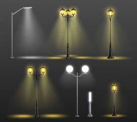 Realistic street lights composition set Royalty Free Vector