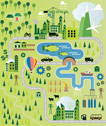 Cartoon map with river Royalty Free Vector Image