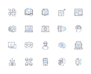 Programm outline icons collection program Vector Image