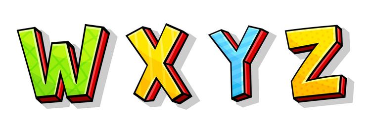 Colorful font with volume letters isolated Vector Image