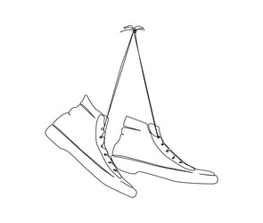 Continuous one line drawing of shoes hanging Vector Image