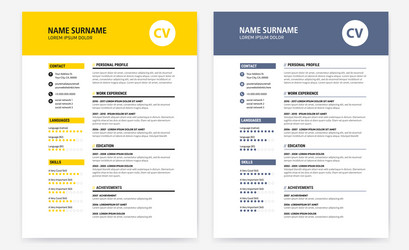 Simple professional cv and resume template Vector Image