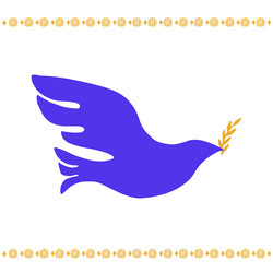 Dove of peace hand drawn simple emblem blue Vector Image