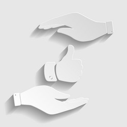 Hand sign paper style icon Royalty Free Vector Image