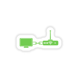 Paper sticker computer connection wi fi modem Vector Image