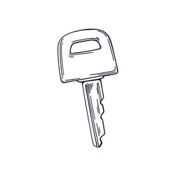 Door key outlined black and white drawing Vector Image