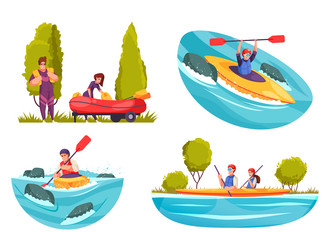 River rafting cartoon Royalty Free Vector Image