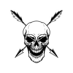 Skull with arrow in head design element Royalty Free Vector