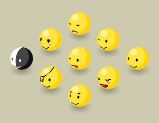 Isometric happy face bubbles game elements Vector Image