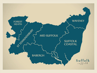 Suffolk england map with states and modern round Vector Image