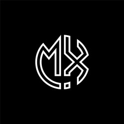 Mx monogram letter logo ribbon with shield style Vector Image