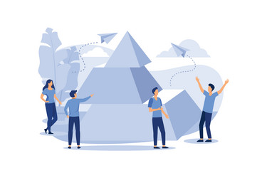 People connect the elements of the pyramid Vector Image
