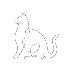 Cat one line drawing art Royalty Free Vector Image