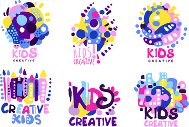 Kids creative labels collection children Vector Image