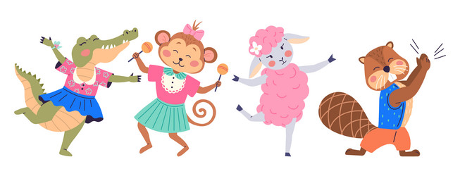 Animal party celebrate with happy beasts Vector Image