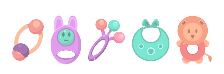 Babyhood object and different childhood items Vector Image