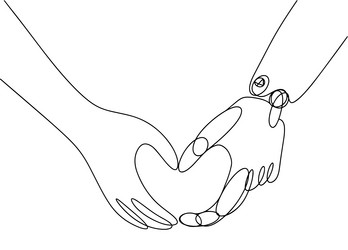 Hands prosthesis handshake one line Royalty Free Vector