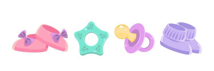 Babyhood object and different childhood items Vector Image