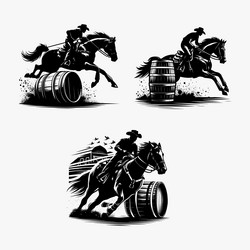 Barrel racing silhouette bundle file Royalty Free Vector