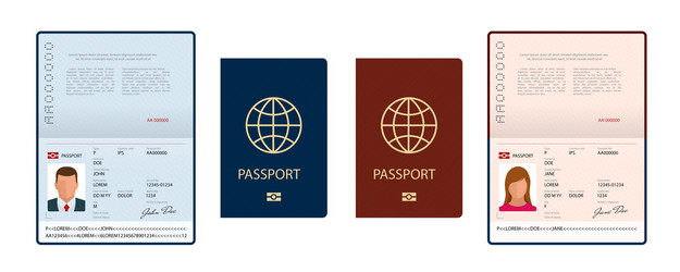 Realistic detailed 3d passport blank and cover Vector Image